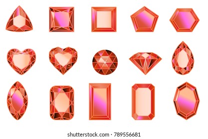 Set Gems Diamonds Red Set Diamonds: ภาพประกอบสต็อก 1015611061 ...