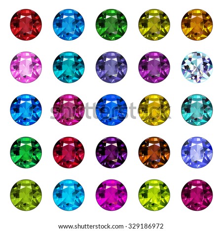 Set Gemstone Icons Bright Round Shape Stock Vector (Royalty Free ...