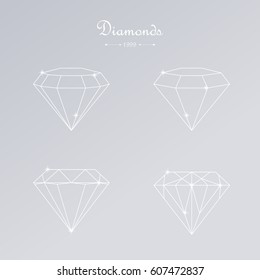Set Gemstones Diamond Thin Line Design Stock Vector (Royalty Free ...
