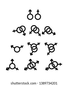 Set Gender Symbols Different Combination Simple Stock Vector (Royalty ...