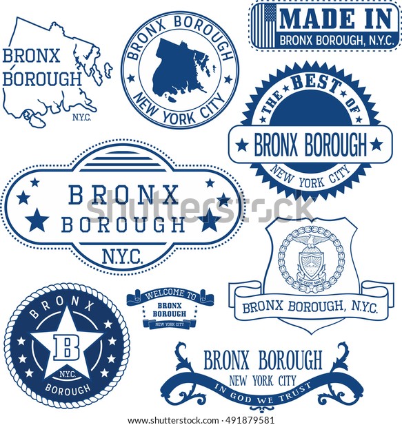 Set Generic Stamps Signs Bronx Borough Stock Vector (Royalty Free ...