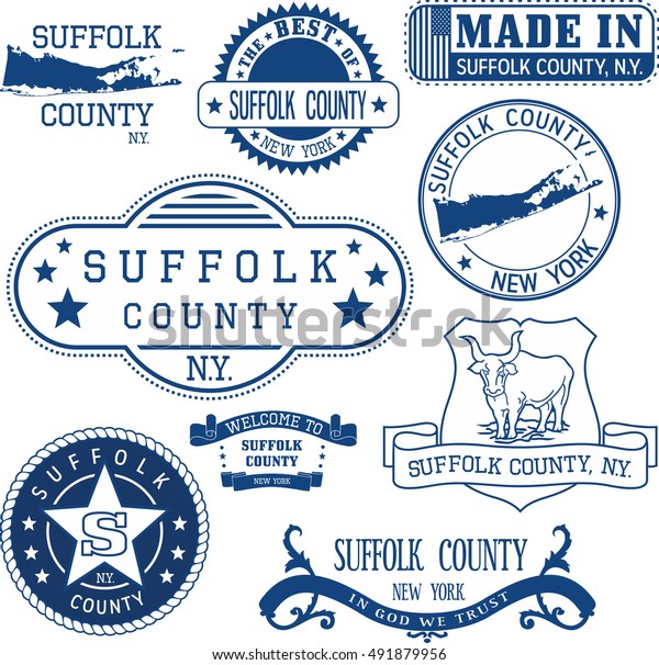 Set Generic Stamps Signs Suffolk County Stock Vector (Royalty Free ...