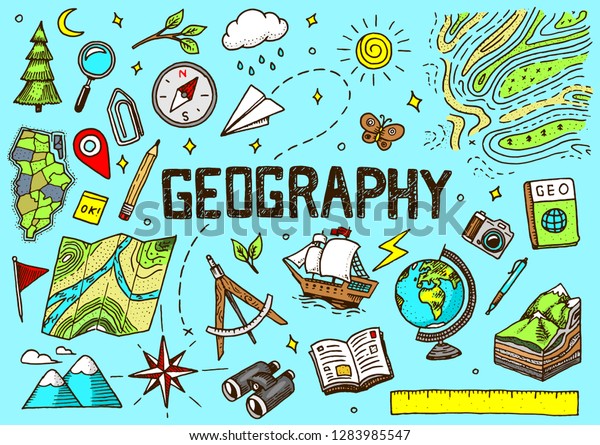 Set Geography Symbols Equipments Web Banners Stock Vector (Royalty Free ...