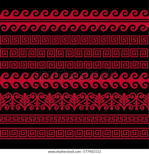 Set Geometric Borders Greek Patterns Vector Stock Vector (Royalty Free ...
