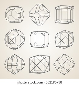 Set Geometric Crystals Geometric Shapes Stock Vector (Royalty Free ...