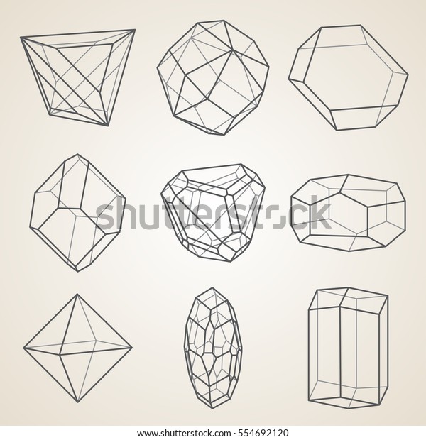 Set Geometric Crystals Geometric Shapes Stock Vector (Royalty Free ...