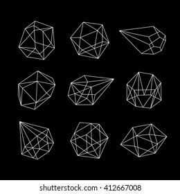 Set Geometric Crystals Geometric Shapes Vector 库存矢量图（免版税）412667008 ...