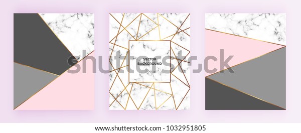 Set Geometric Designs Posters Gold Line Stock Vector (Royalty Free ...