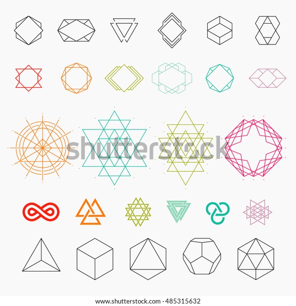 Set Geometric Icons Hexagons Shapes Logos Stock Vector (Royalty Free ...