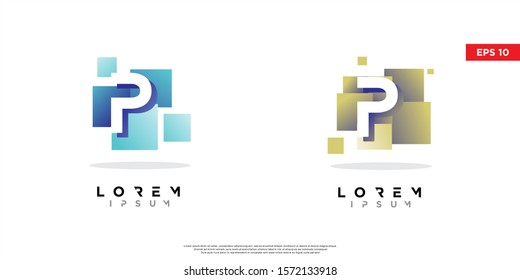 Set Geometric Initial Letter P Block Stock Vector (Royalty Free ...