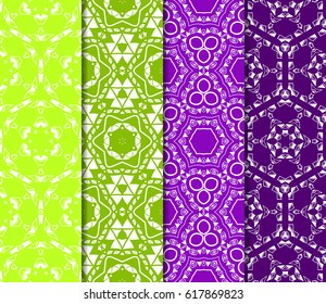 Set Geometric Pattern Floral Lace Style Stock Vector (Royalty Free ...