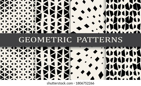 Set Geometric Seamless Patterns Abstract Geometric Stock Vector ...
