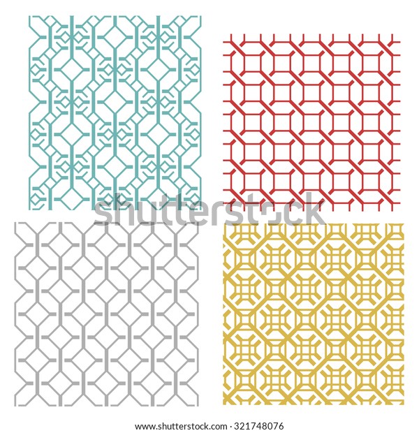 Set Geometric Seamless Weave Line Pattern Stock Vector (Royalty Free ...