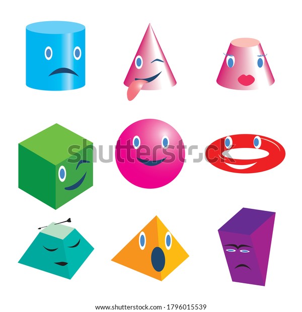 Set Geometric Shapes Emoticons Vector Illustration Stock Vector ...