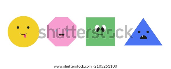 Set Geometric Shapes Emotions Vector Graphics: เวกเตอร์สต็อก (ปลอดค่า ...