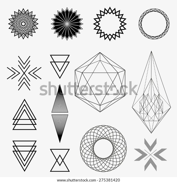 Set Geometric Shapes Line Art Polygonal Stock Vector (Royalty Free ...