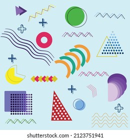 Set Geometric Shapes Memphis Design Stock Vector (Royalty Free ...