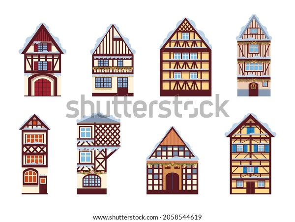 Set German Houses Vector Illustration Flat Stock Vector (Royalty Free ...