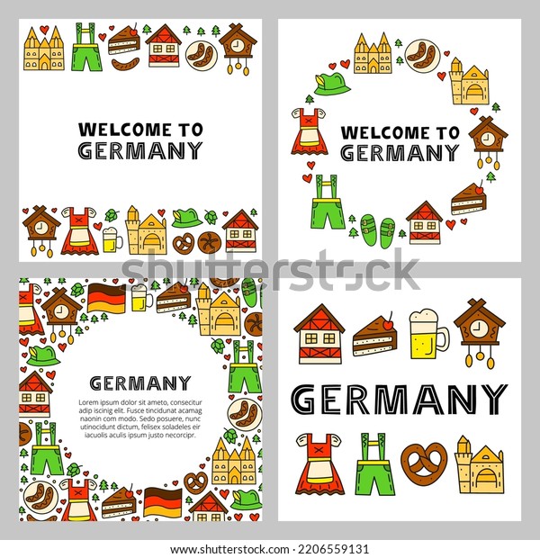 Set German Posters National Landmarks Attractions Stock Vector (Royalty ...