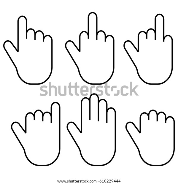 Set gestures of the fingers of the hand palm, vector set of icons ...
