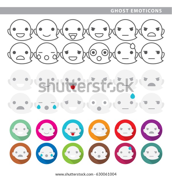 Set Ghost Emoticons Twelve Expressions Line Stock Vector (Royalty Free ...