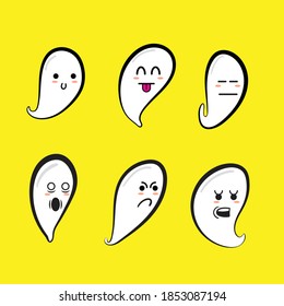 Set Ghost Various Emotions Stock Vector (Royalty Free) 1853087194 ...