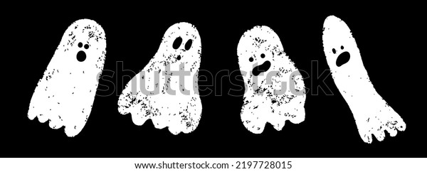 Set Ghosts Illustration Painted Chalk Halloween Stock Vector (Royalty ...