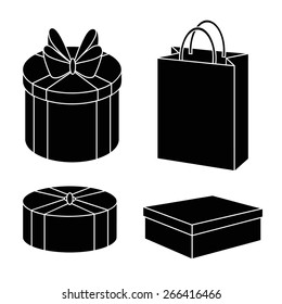 Set Gift Boxes Black White Vector Stock Vector (Royalty Free) 266416466 ...