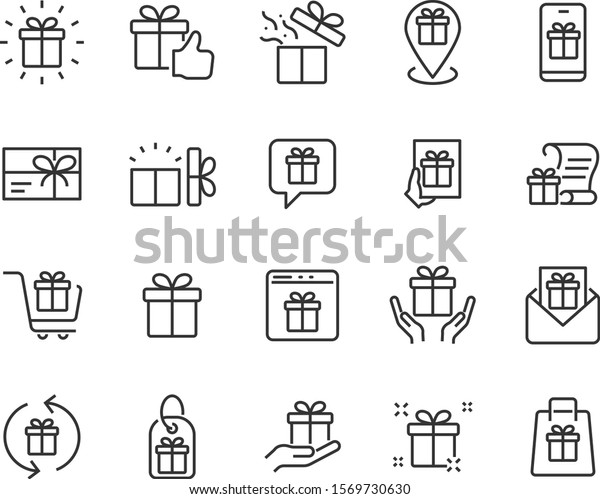 Set Gift Icons Gift Box Birthday Stock Vector (Royalty Free) 1569730630 ...