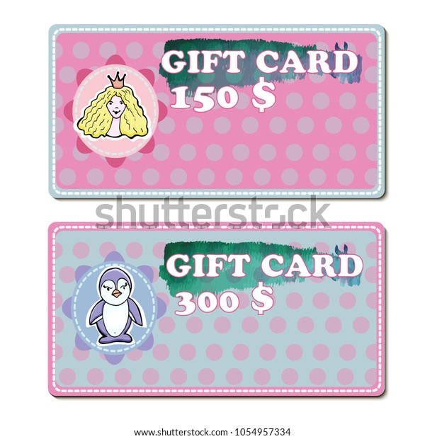 Set Gift Voucher Template Kids Vector Stock Vector (Royalty Free ...