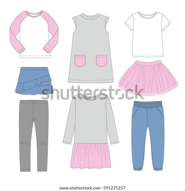 Set Girls Clothing Vector Stock Vector (Royalty Free) 591225257 ...