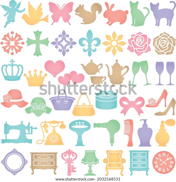 Set Girly Icons Vector Illustration Stock Vector (Royalty Free ...