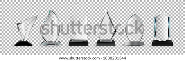 Set Glass Awards On Transparent Background Stock Vector (Royalty Free ...
