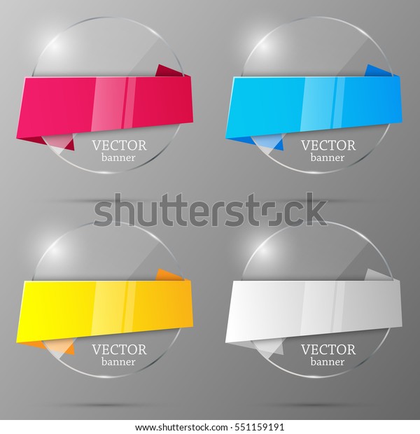 Set Glass Banners Design Template Vector Stock Vector (Royalty Free ...