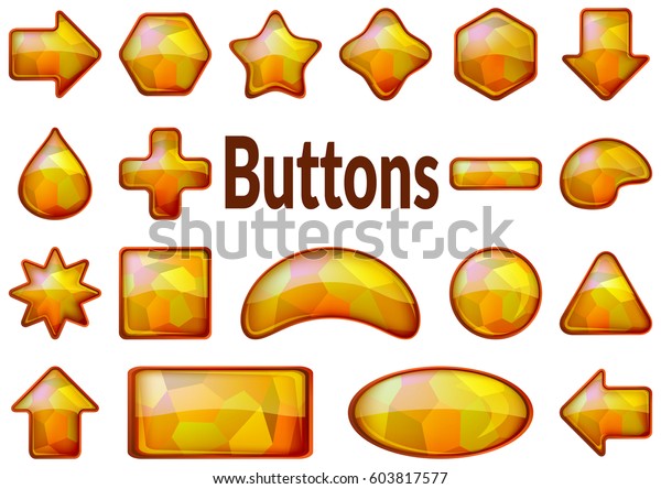 Set Glass Golden Buttons Polygon Texture Stock-vektor (royaltyfri ...