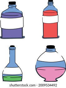 Set Glass Laboratory Flasks Labels Vector Stock Vector (Royalty Free ...