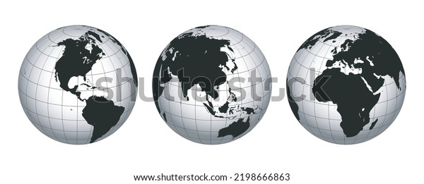 Set Globe Grid Earth Planet Sphere Stock Vector (Royalty Free ...
