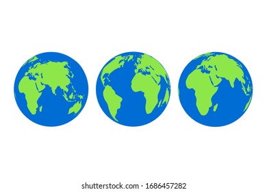 Set Globes Earth Simple World Map Stock Vector (Royalty Free) 1686457282