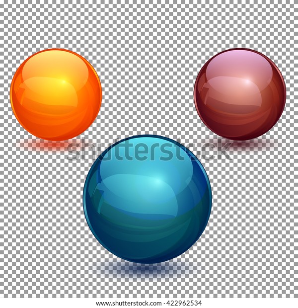 Set Glossy Balls On Transparent Background Stock Vector (Royalty Free ...