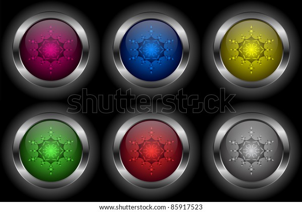 Set Glossy Metal Button Icons Snowflakes Stock Vector (Royalty Free ...