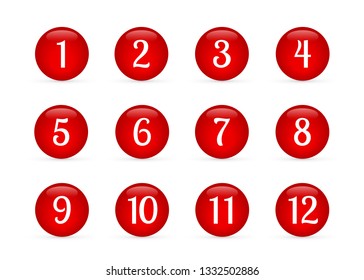 Collection Numbers Red Spheres Stock Illustration 73390171