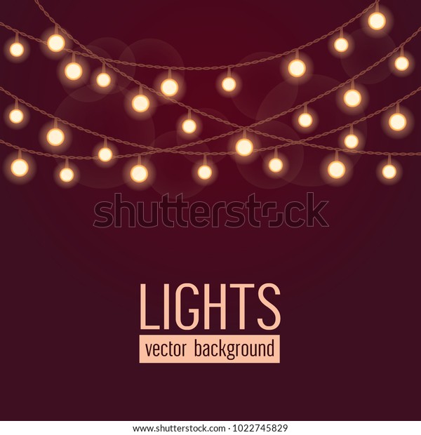 Set Glowing String Lights On Dark Stock Vector (Royalty Free ...