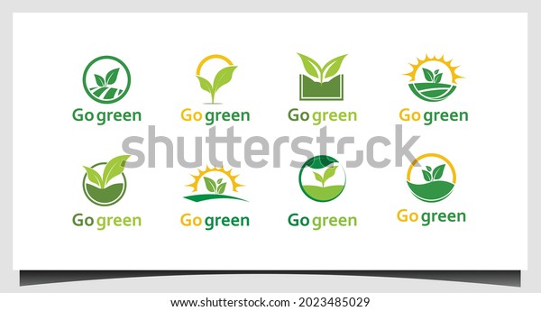 Set Go Green Logo Design Vector Stock Vector (Royalty Free) 2023485029 ...