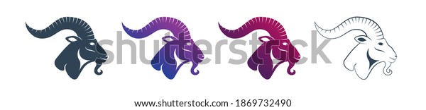 Set Goat Head Profile Icons Large Stock Vector (Royalty Free ...