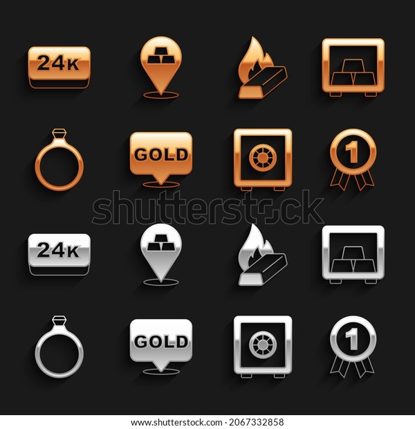 Set Gold Bars Safe Gold Medal Stock Vector (Royalty Free) 2067332858 ...
