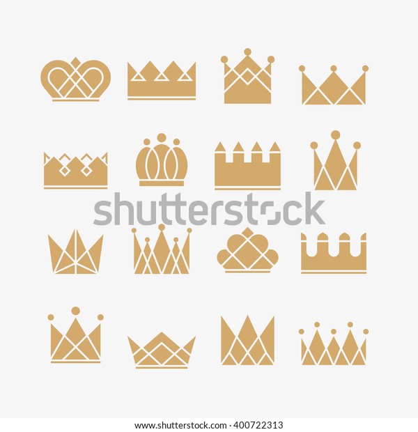 Set Gold Crown Icons Collection Crown Stock Vector (Royalty Free ...