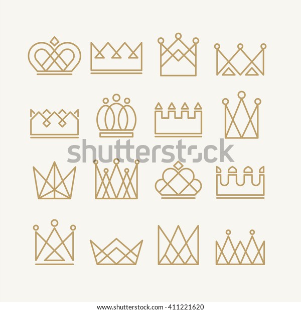 Set Gold Crown Icons Collection Crown Stock Vector (Royalty Free ...