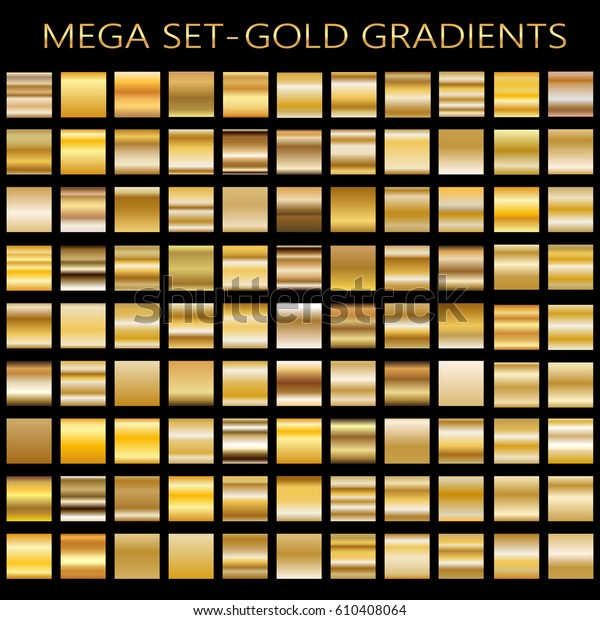 Set Gold Gradientsmetallic Squares Collectionvector Illustration Stock ...