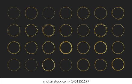 Set Gold Hand Drawn Round Frames Stock Vector (Royalty Free) 1451151197 ...