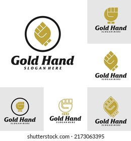 Set Gold Hand Logo Design Template Stock Vector (Royalty Free ...